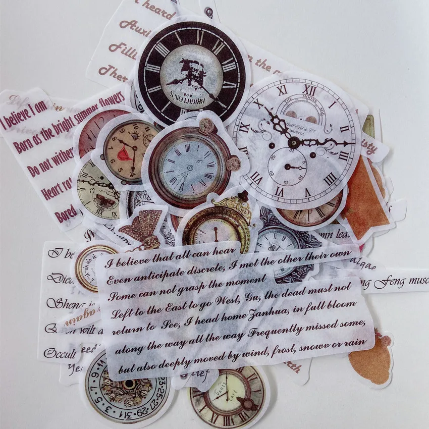 60pc-bag-Vintage-Time-Letters-Carriage-Washi-Decoration-Sticker-Paper ...