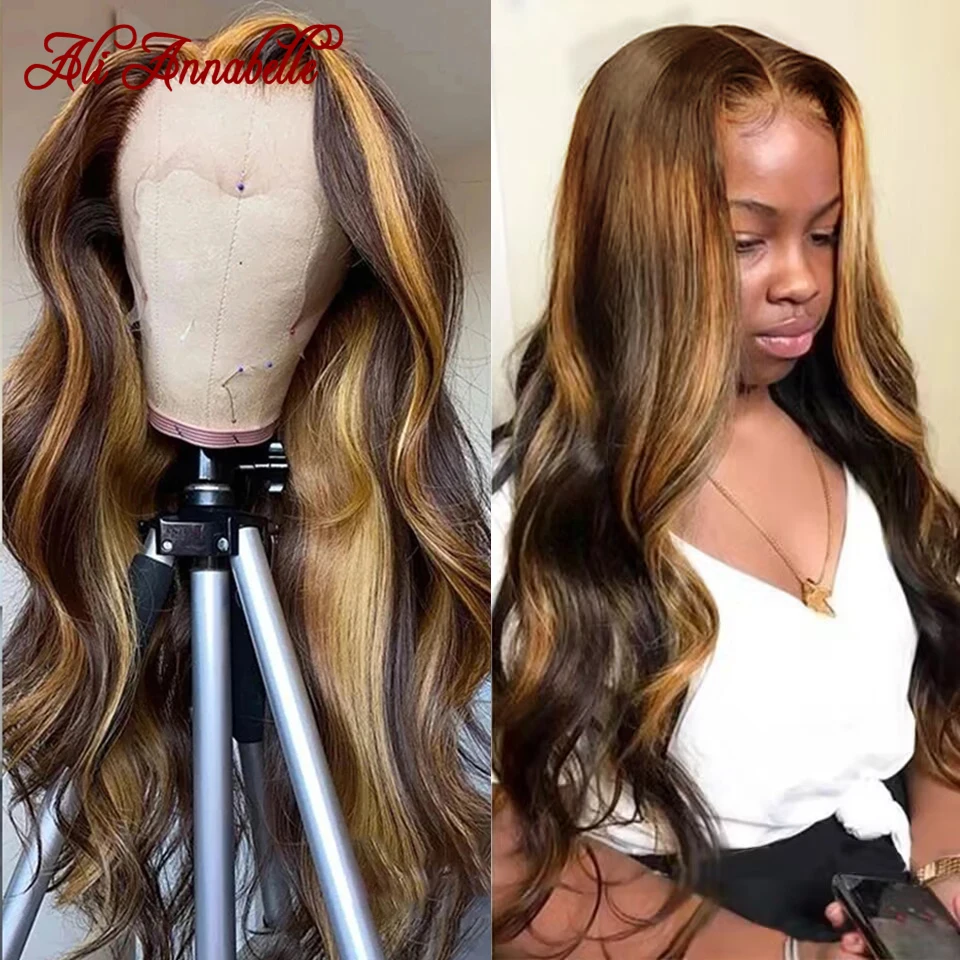 Highlight Lace Front Human Hair Wigs Brazilian Body Wave Wig Ali ...