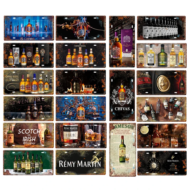 Whiskey-Wine-Beer-Sign-Metal-Plate-Painting-Decor-Vintage-Metal-Tin ...