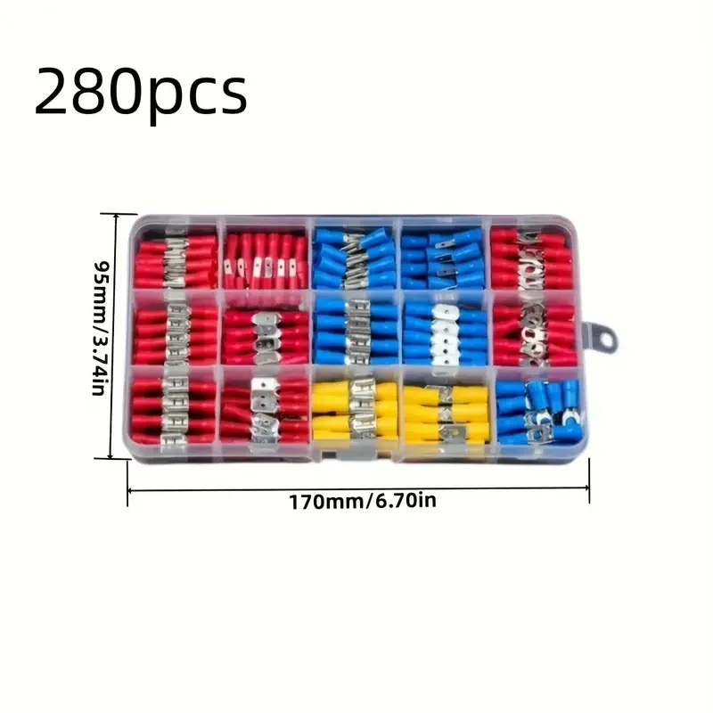 280pcs Insulated crimp terminal with color coded connector Boxed wire ...