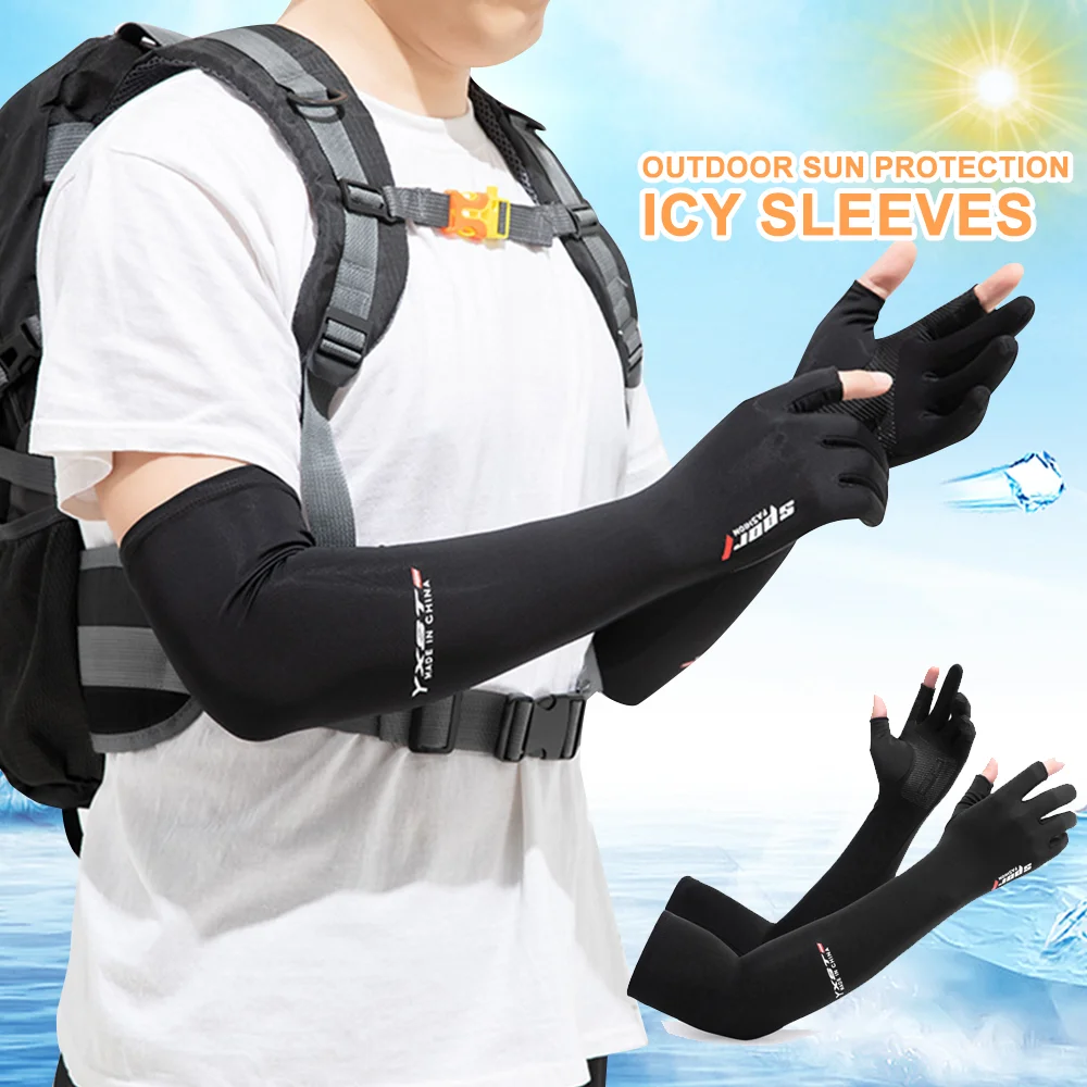 Sport Arm Sleeves Cooling UV Sun Protection Outdoor Cycling Running ...
