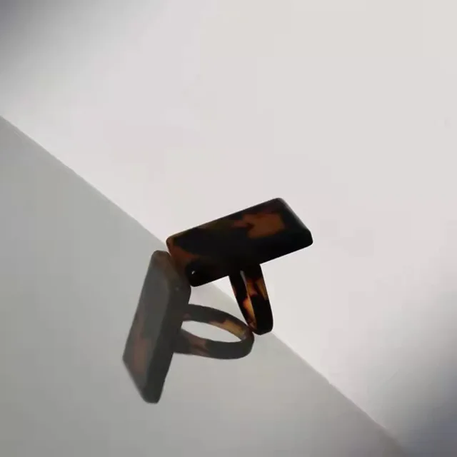 New Plate Acetate Patchwork Geometric Square Leopard Colour Ring Ring ...