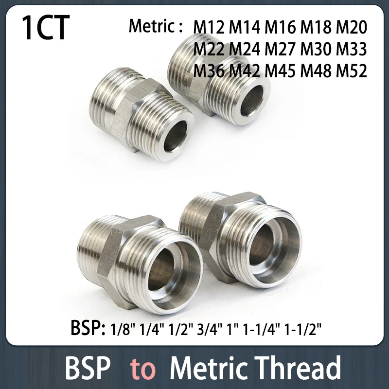 Standard Connector Straight Through Male Thread BSP 1/8 1/4 3/8 1/2 3/4 ...
