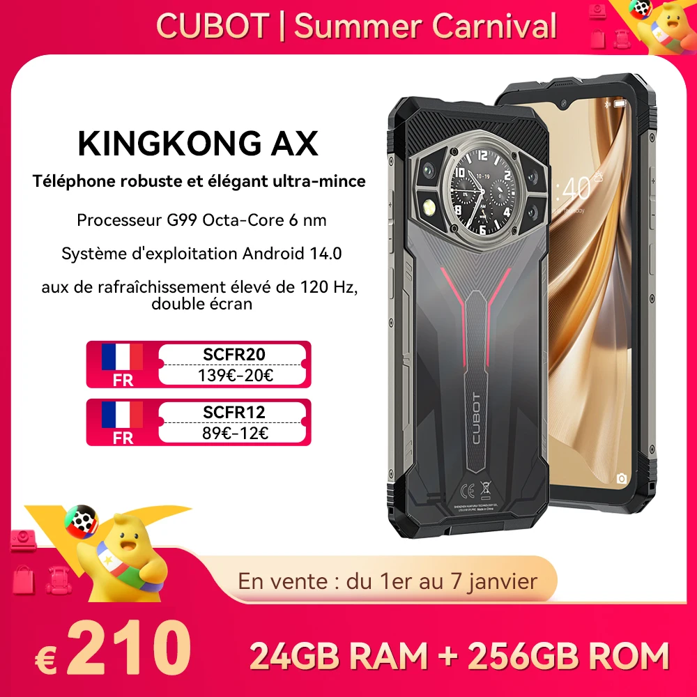 Cubot-KINGKONG-AX-smartphone-ultra-fin-et-robuste-Android-14-Helio-G99 ...