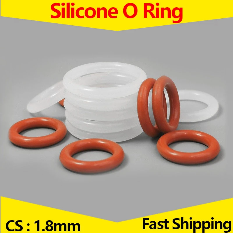CS 1.8mm,Heat-Resistant Food Grade Silicone O-Ring,VMQ White/Red Rubber Seal O Ring,Thickness 1. ...