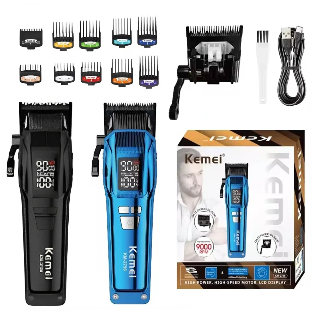 Kemei-Hair-Trimmer-9000-RPM-Professional-Trimmer-Rechargeable-Brushless ...
