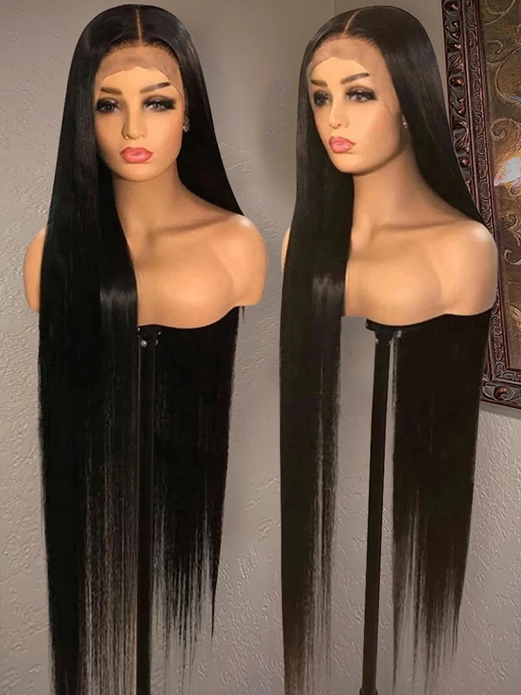 30 40 Inch Bone Straight Lace Front Human Hair Wigs For Women Brazilian 360 Lace Frontal Wig ...