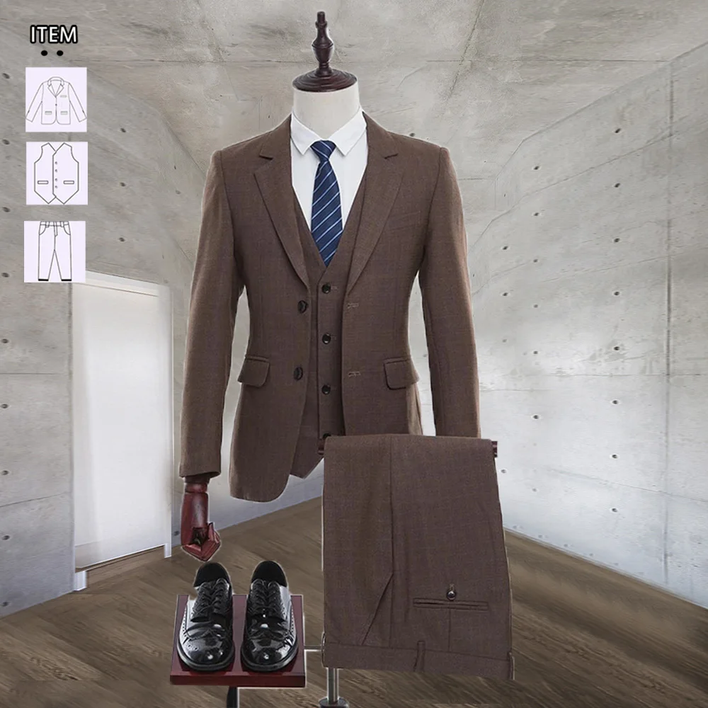 Brown-Suits-Men-Business-Office-Work-Wear-3-Pieces-Plus-Size-2-Buttons ...