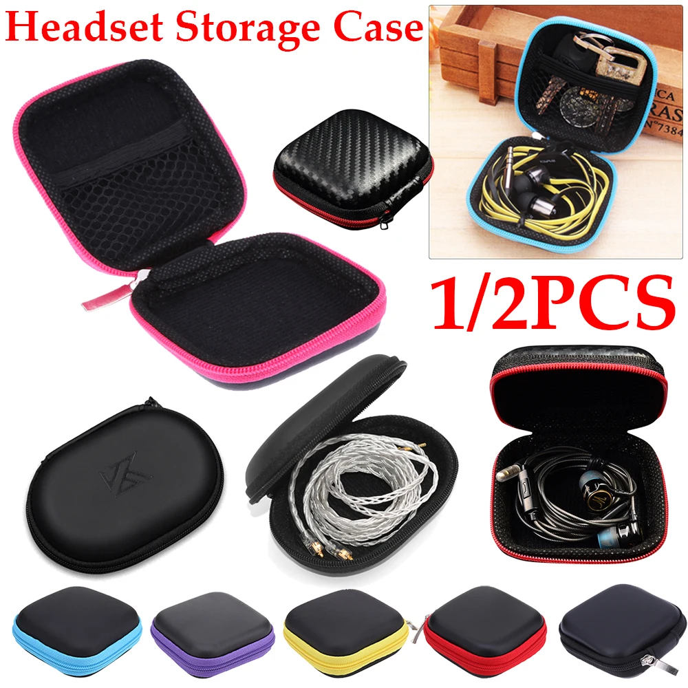1-2PCS-Earphones-Case-Carry-Bag-Portable-Headphone-Bag-Hard-Aseismic ...