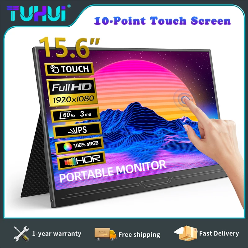 TUHUI-Monitor-Port-til-Touch-Gaming-15-6-1080P-FHD-IPS-USB-C-HDMI ...