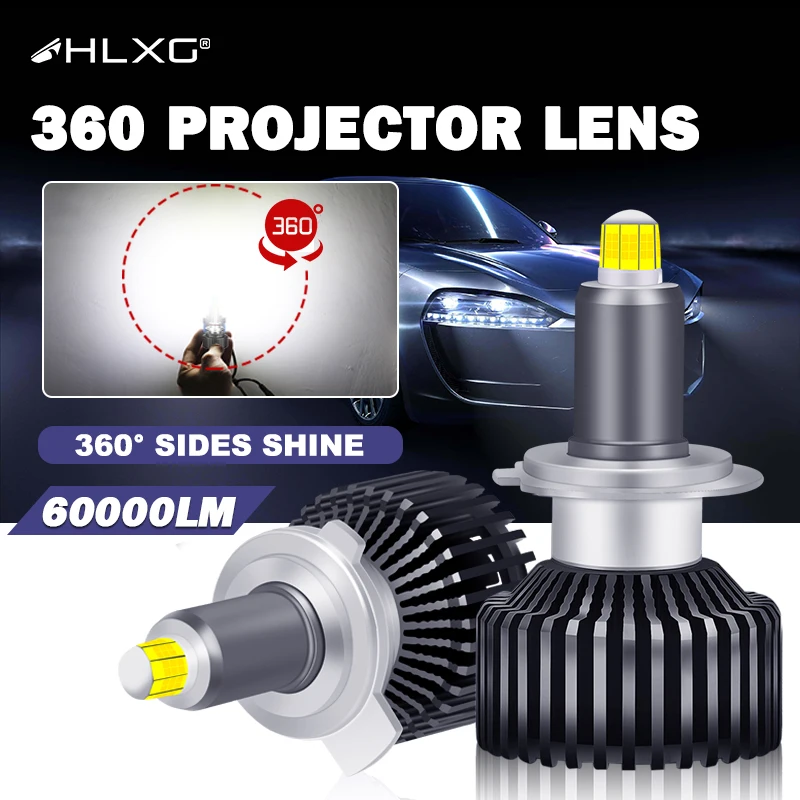 HLXG bombilla de luces de coche, 360 Turbo CSP H7 canbus 9012 H8 D4S D4R D2S D2R h11 H1 LED 9005 ...