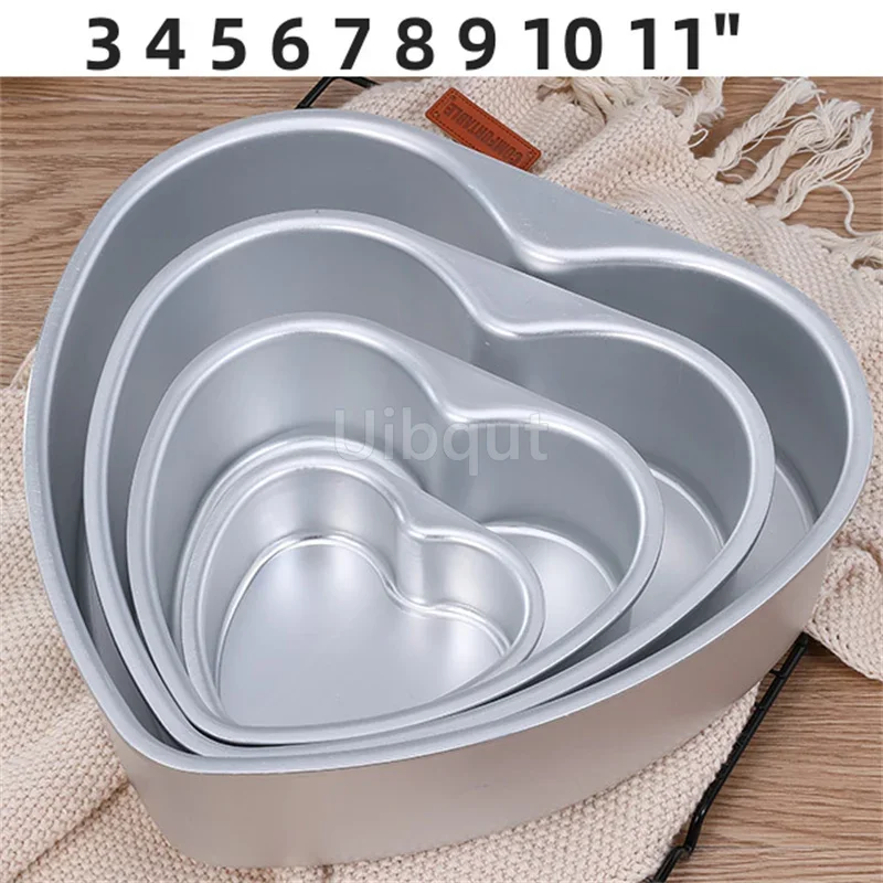 3/4/5/6/7/8/10/11 Inch Heart Shaped Cake Pan mold Solid Bottom Aluminum ...