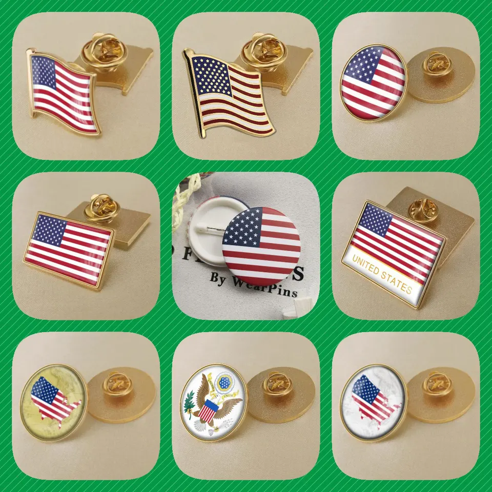 United States Map Flag Pins Lot Of 2 Pins Georgia State Shaped Map