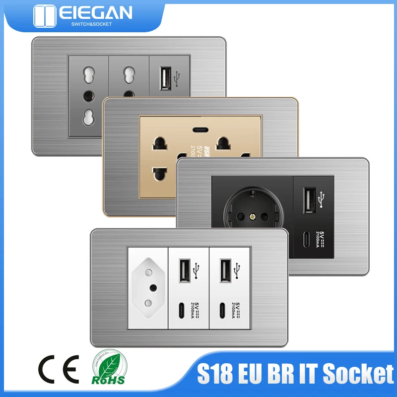 S18-Stainless-Steel-Panel-16A-Power-Socket-with-USB-Type-C-Interface-US ...