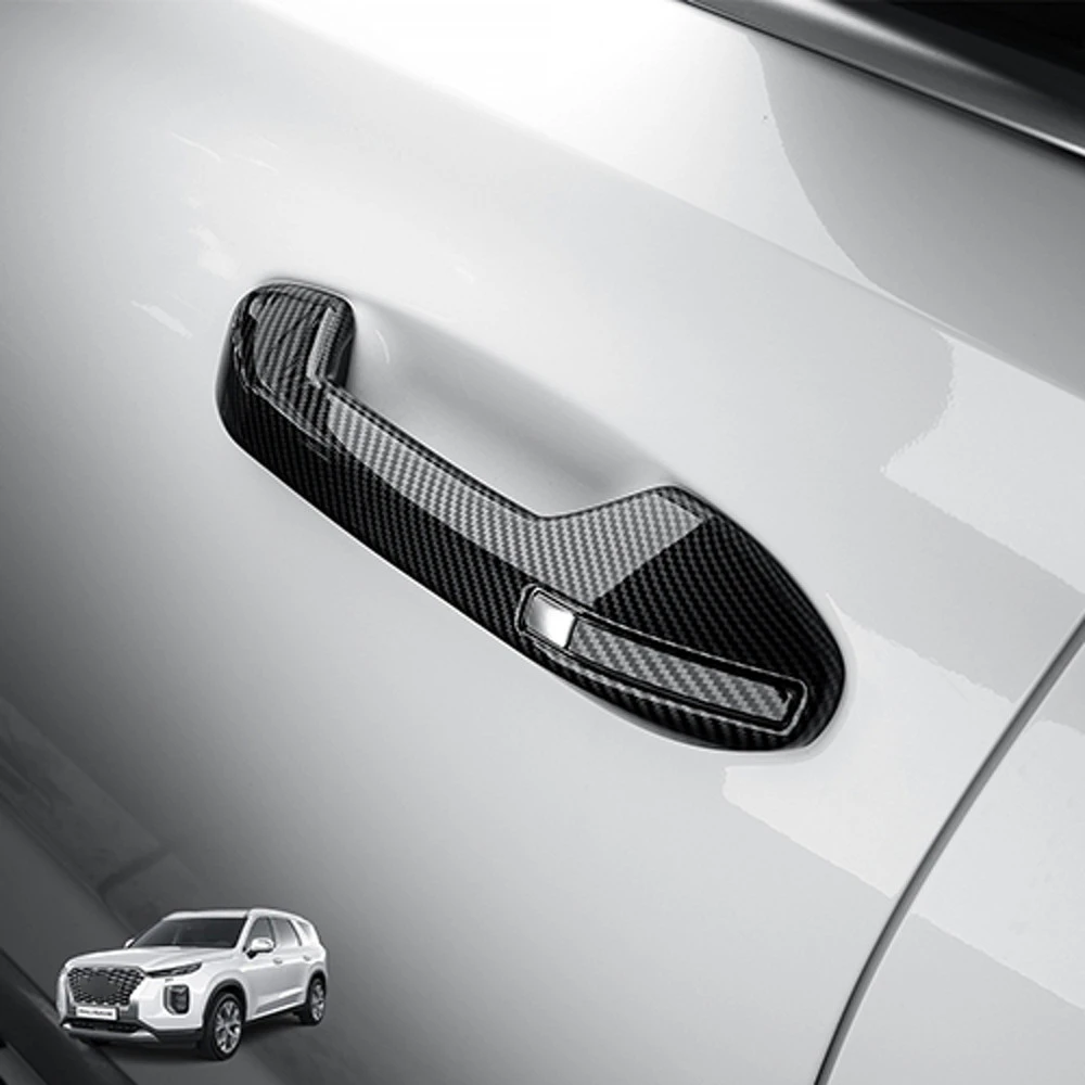 4pcs Carbon Fiber Car Door Handle Cover For Hyundai Palisade 2019 2020 ...