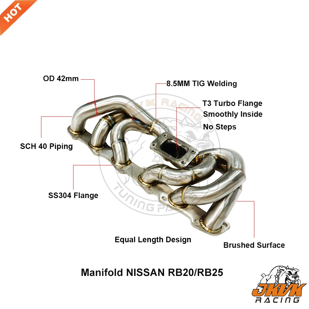 JKVK RACING Skyline R32 R33 R34 RB20 RB25 RB20DET RB25DET Low Mount T3 Turbo Header Exhaust Manifold
