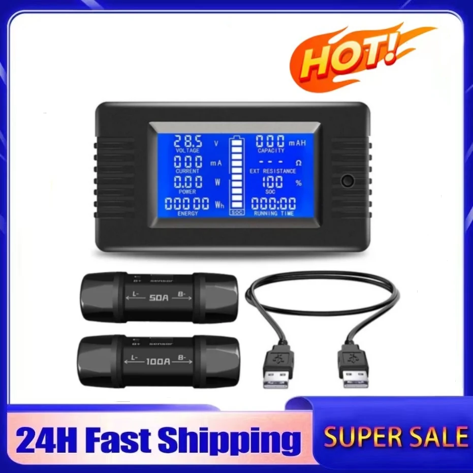 PZEM-015-DC-0-200V-50A-100A-9-in-1-DC-LCD-Display-Digital-Multimeter ...