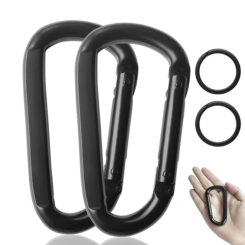 2Pcs-Carabiner-Clip-with-2-Rings-M8-M6-Iron-Heavy-Duty-D-Shape-Buckle ...