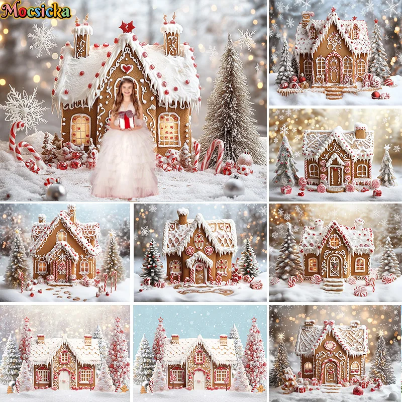 Mocsicka-Photography-Background-Winter-Christmas-Gingerbread-House-Snow-Xmas-Kids-Family ...