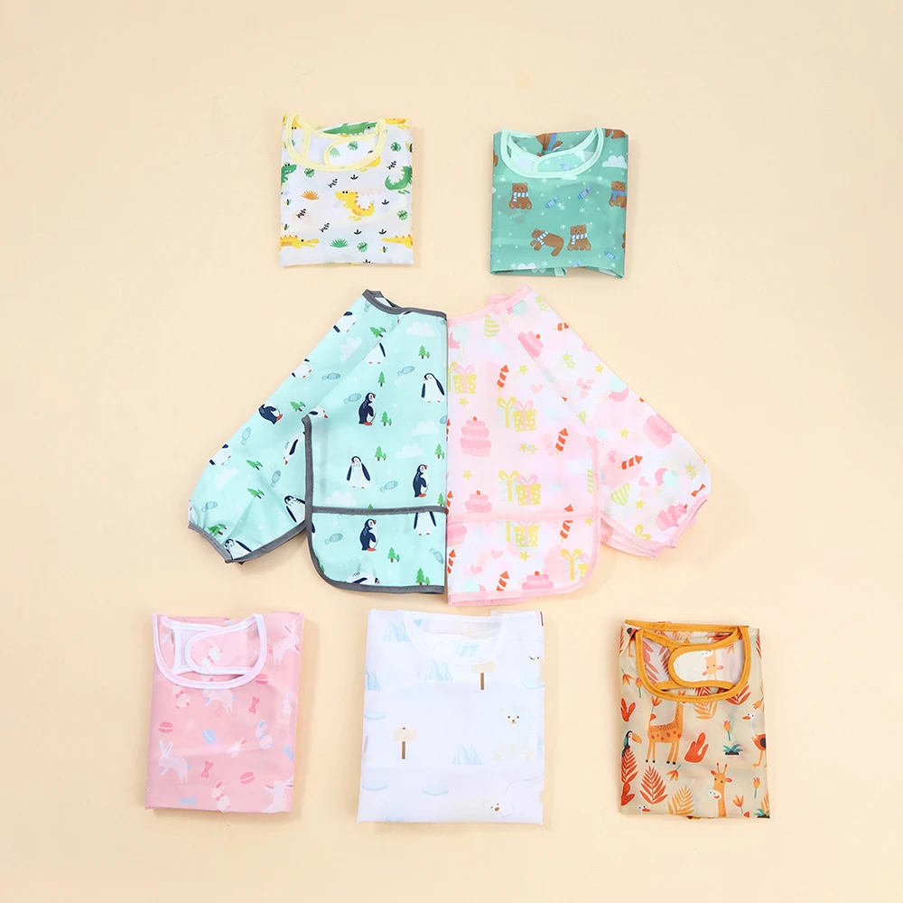 Newborn Baby Bibs Blouse Waterproof Long-sleeved Reverse Dressing ...