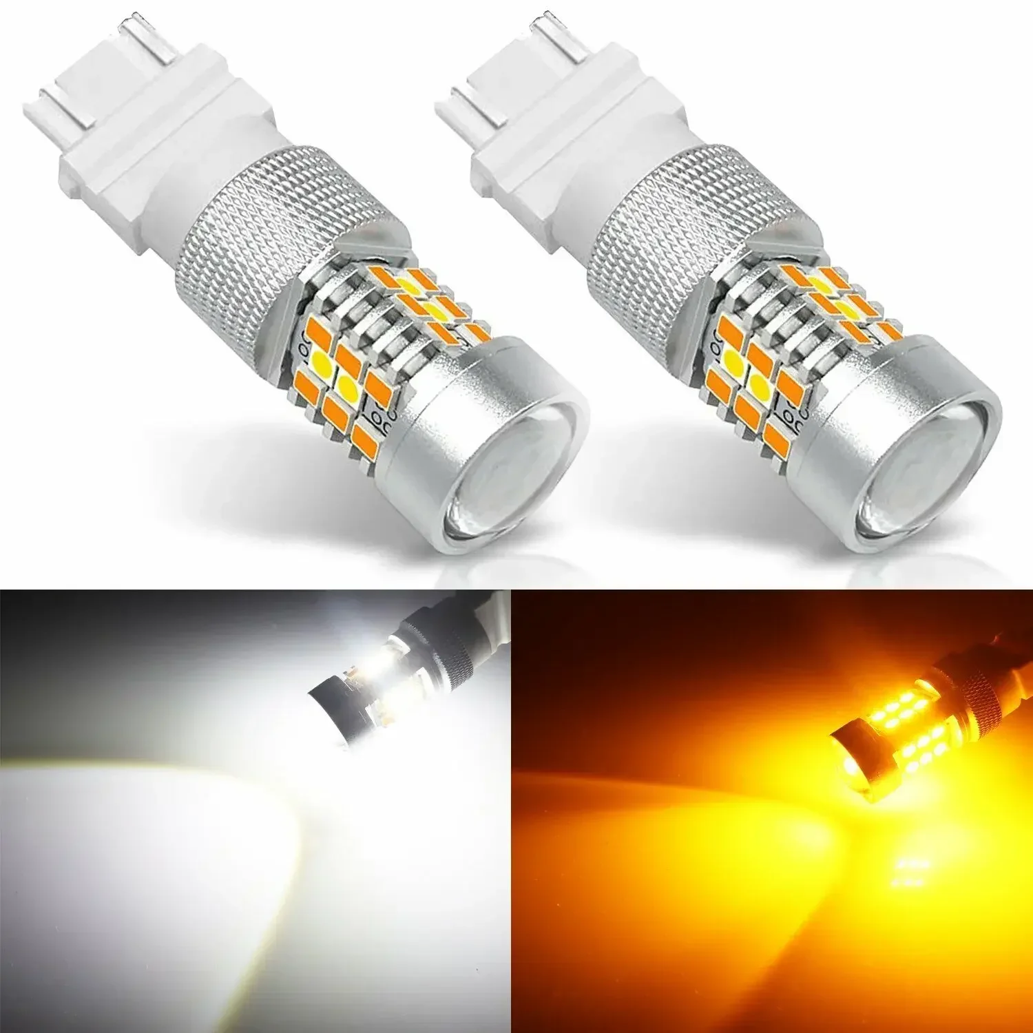 2PCS-T25-3457-3157-Switchback-LED-Turn-Signal-Lights-Dual-Color-6K ...