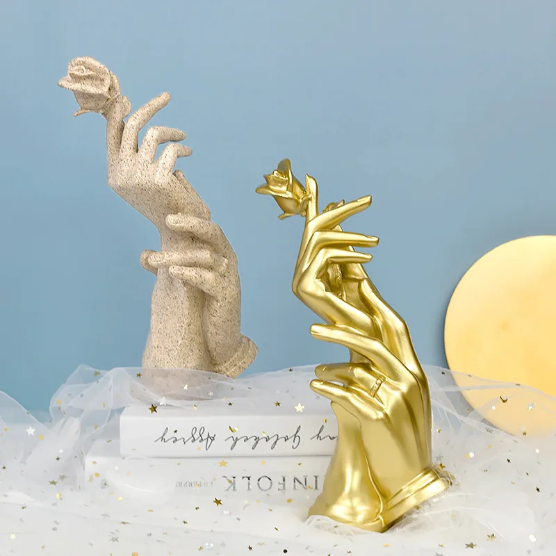 Nordic-Couples-Statue-Gesture-Decoration-Lovers-Hand-in-Rose-Sculpture ...
