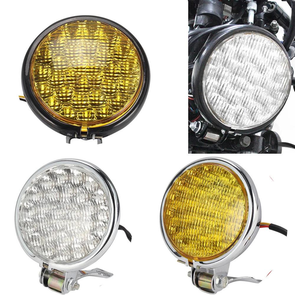 35W Motorcycle LED Headlight Universal Motorbike Retro Headlamp DC 12V ...