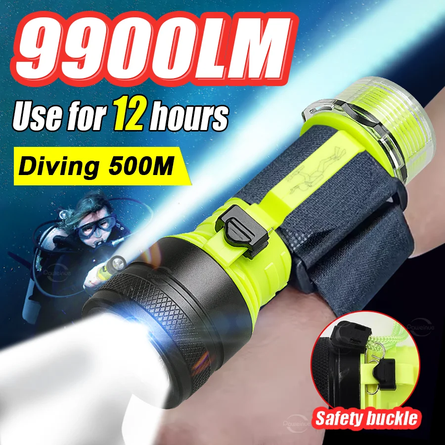 High-Power-LED-Flashlight-Professional-Diving-IPX8-Waterproof ...