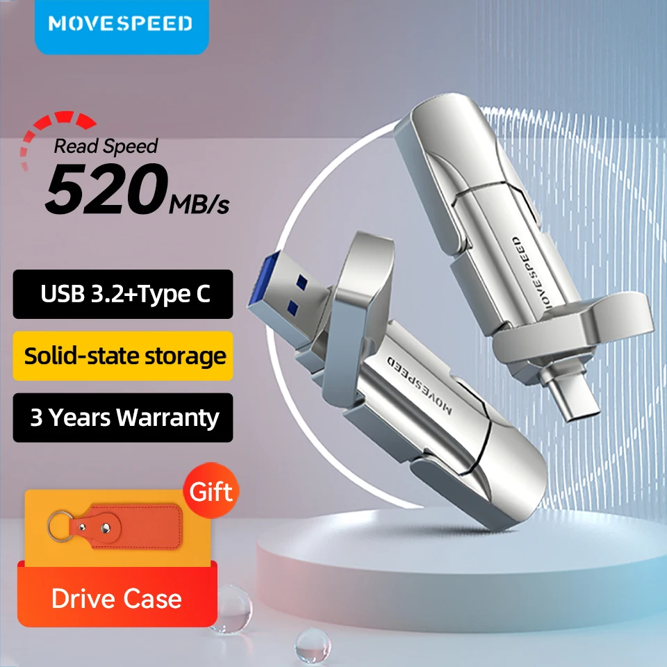 MOVESPEED-Tipo C Flash Drive, USB 3.2, Solid State Pen Drive, Tipo C ...
