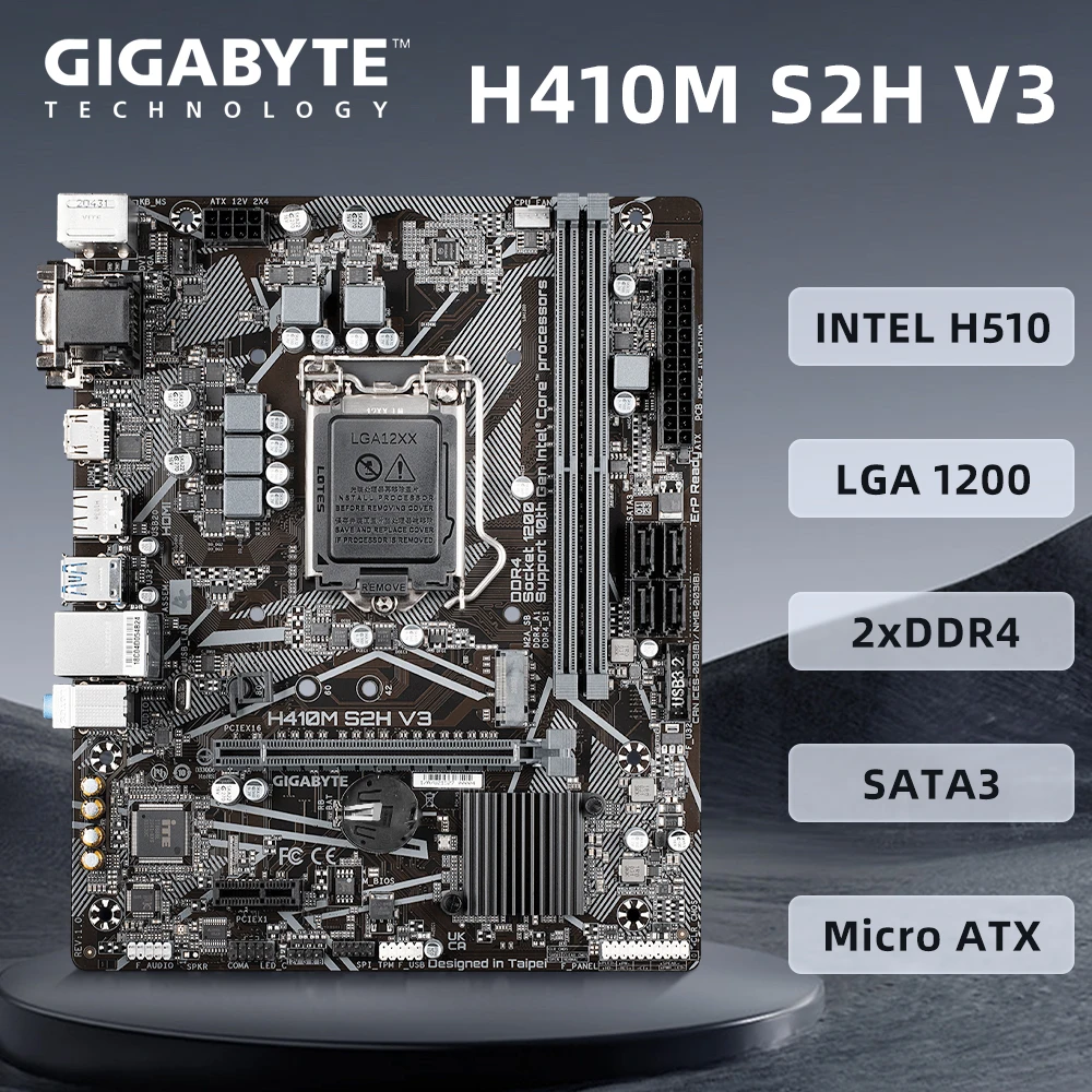 Gigabyte-placa-base-H410M-S2H-V3-compatible-con-LGA1200-i9-10900K-i7 ...