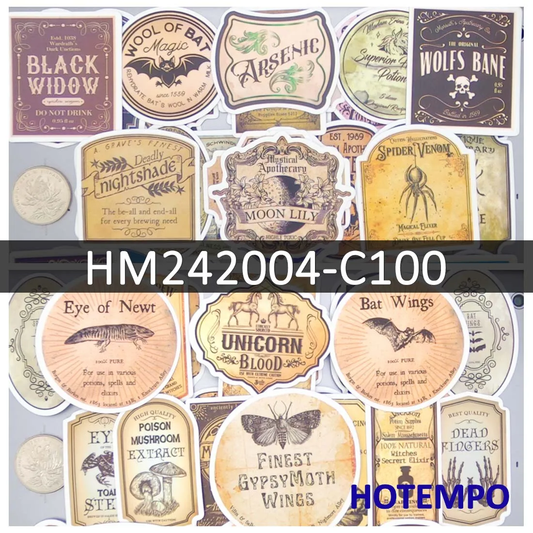50-100PCS-Magic-Potion-Label-Stickers-Funny-Gothic-Art-Retro-Witch ...