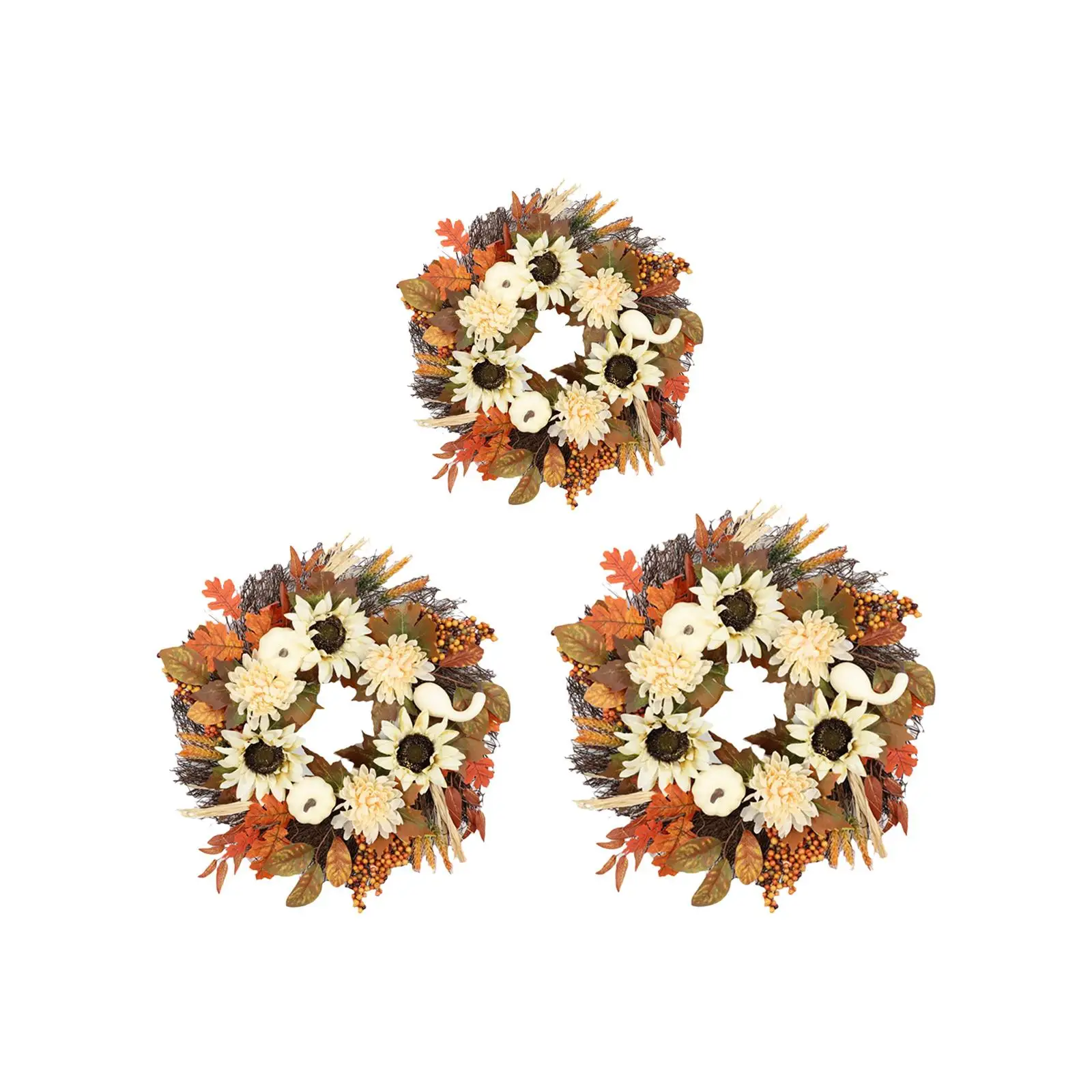 Corona-de-Halloween-con-hojas-negras-corona-de-calabaza-para-el-hogar ...