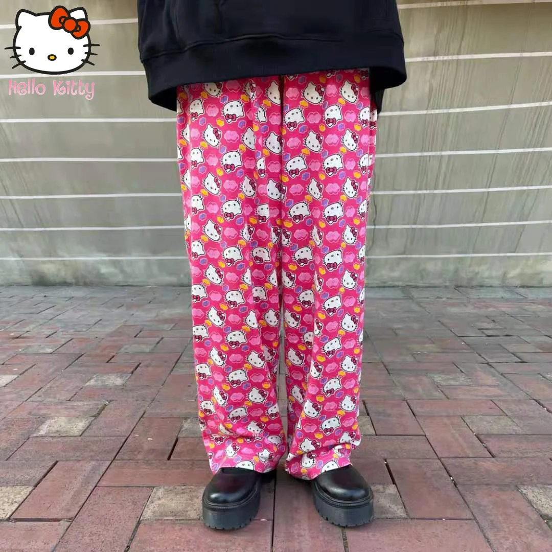 Y2k-Sanrio-Hello-Kitty-Trousers-Women-New-Wide-Leg-Pant-Lovely-Loose ...