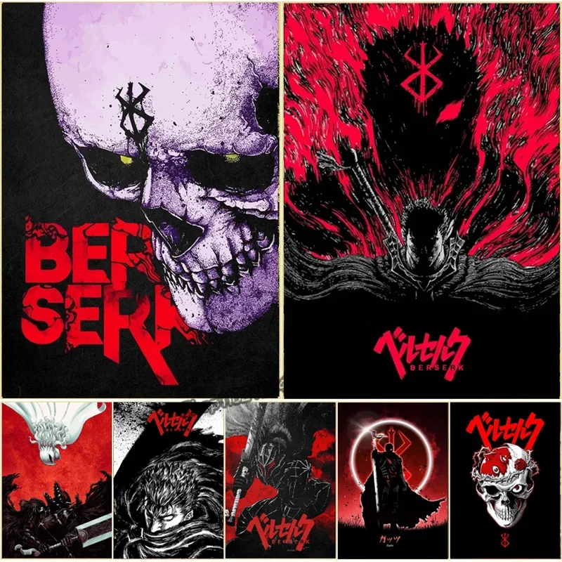 Carteles-cl-sicos-de-Anime-Berserk-pintura-en-lienzo-de-personajes-de ...
