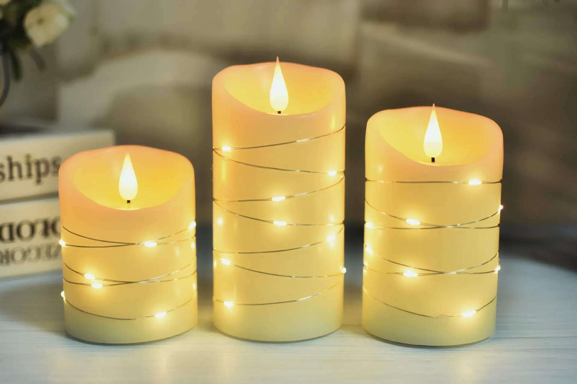 Pack-of-3-Flickering-Wavy-edge-3D-Wick-Paraffin-Pillar-Candle-Embedded ...
