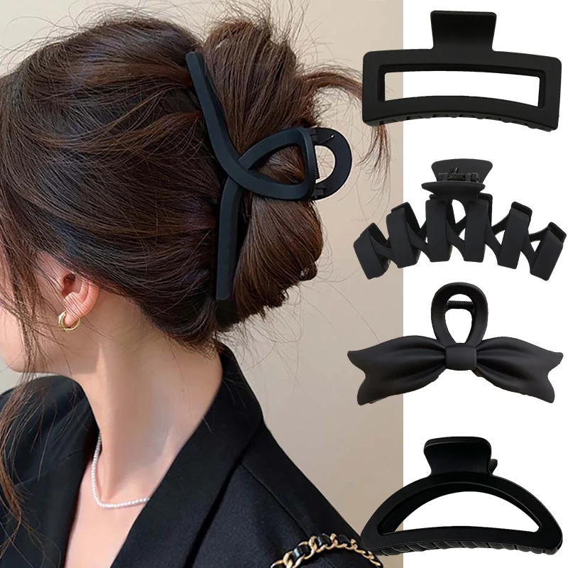 Large-Black-Hair-Clip-for-Women-Fashion-French-Elegant-Hairgrips-Korean ...