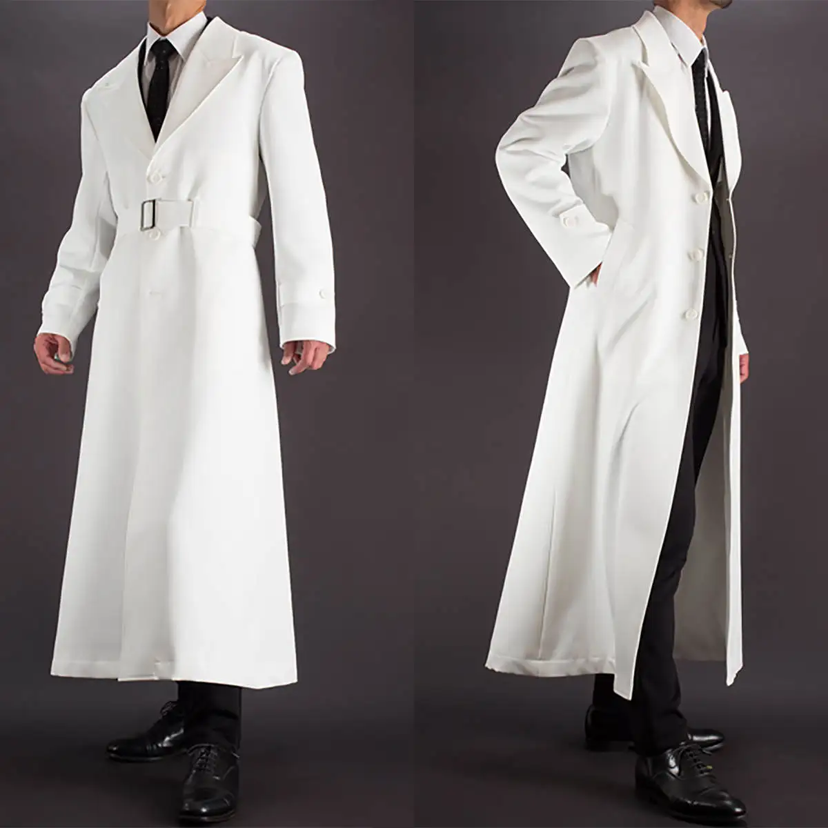Trench-Long-Men-Coat-Robe-Peaked-Lapel-Belt-Lightweigh-Autumn-Wear-Men ...