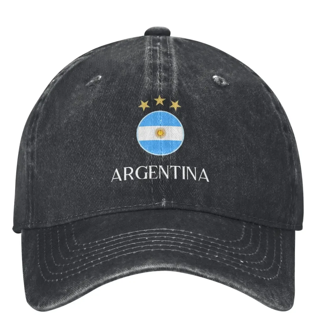 Argentina-White-3-Gold-Stars-Washed-Baseball-Cap-Blue-Trendy-Trucker ...