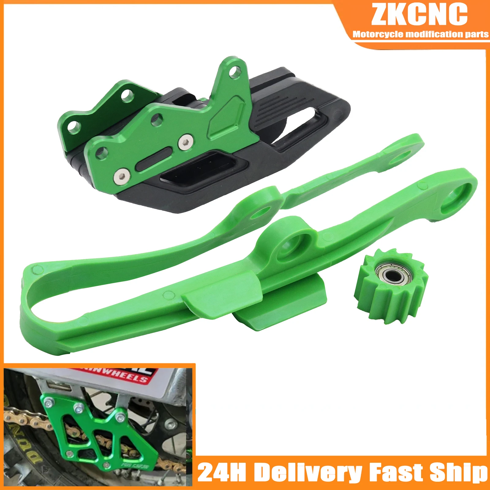 CNC-Chain-Guide-Slider-Guide-Swingarm-Roller-For-Kawasaki-KX250F-KX450F ...
