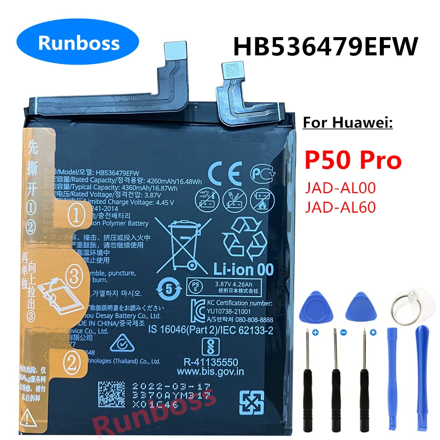 4360mAh-HB536479EFW-Original-New-Battery-For-Huawei-P50-Pro-JAD-AL00 ...