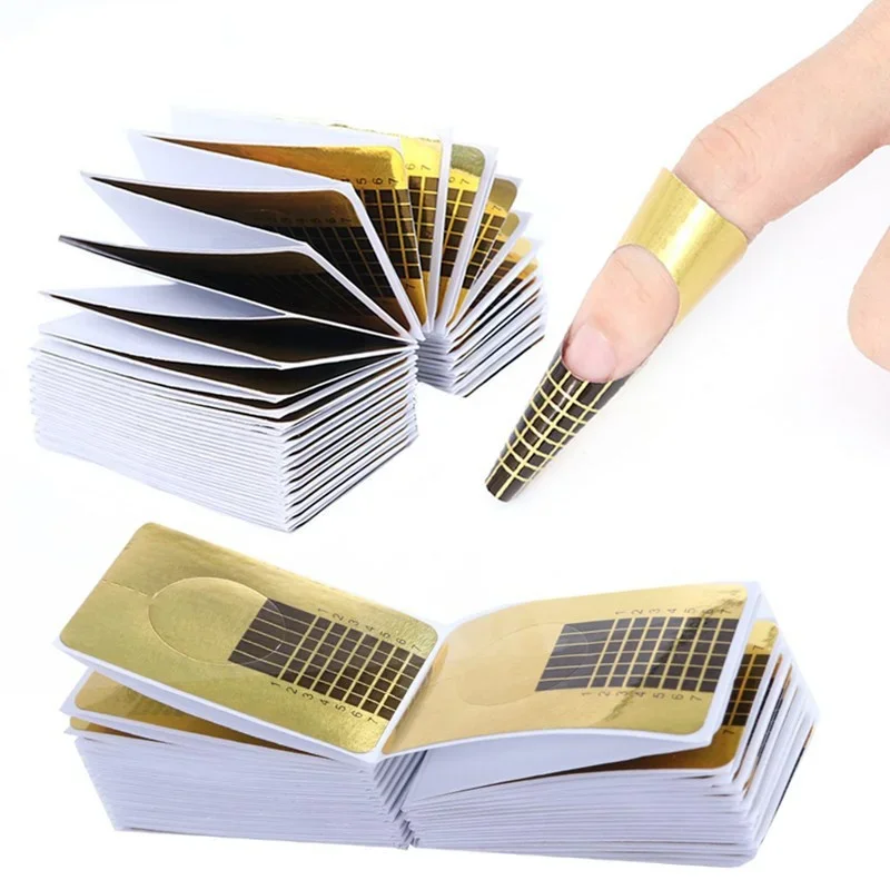50-100Pcs-Nail-Forms-For-Extension-UV-Gel-Building-Paper-Molds-French ...
