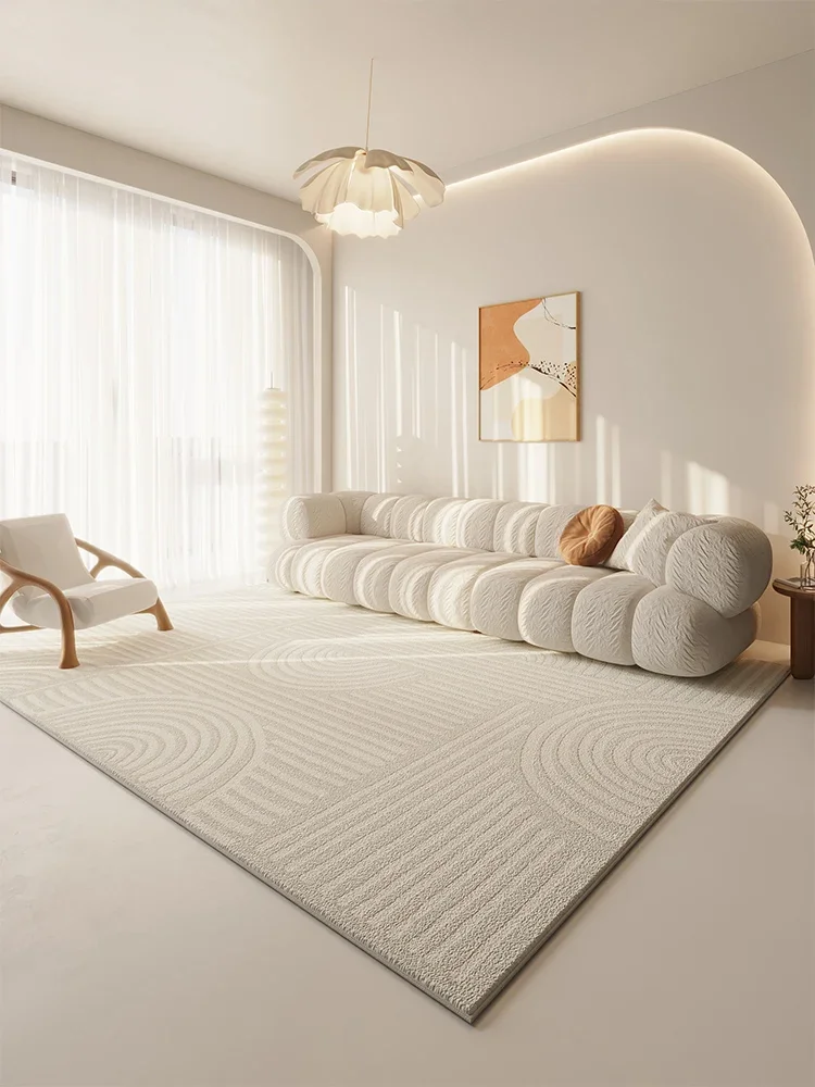 Cream Minimalist Striped Carpet Beige Large Area Living Room Carpets ...