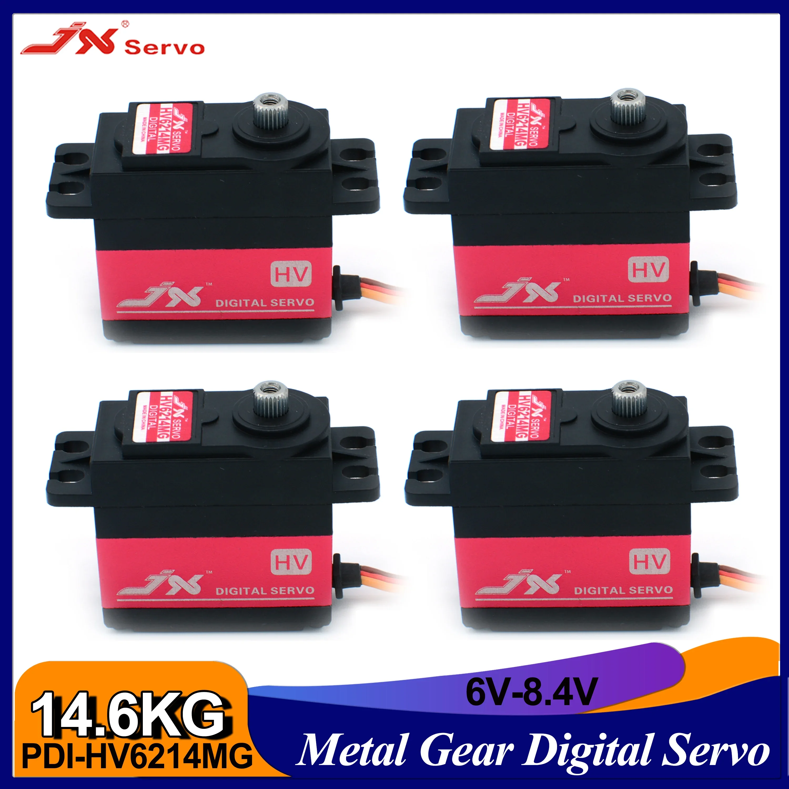 JX Servo 1/2/4PCS PDI-HV6214MG 14.6KG High Precision Metal Gear Digital ...