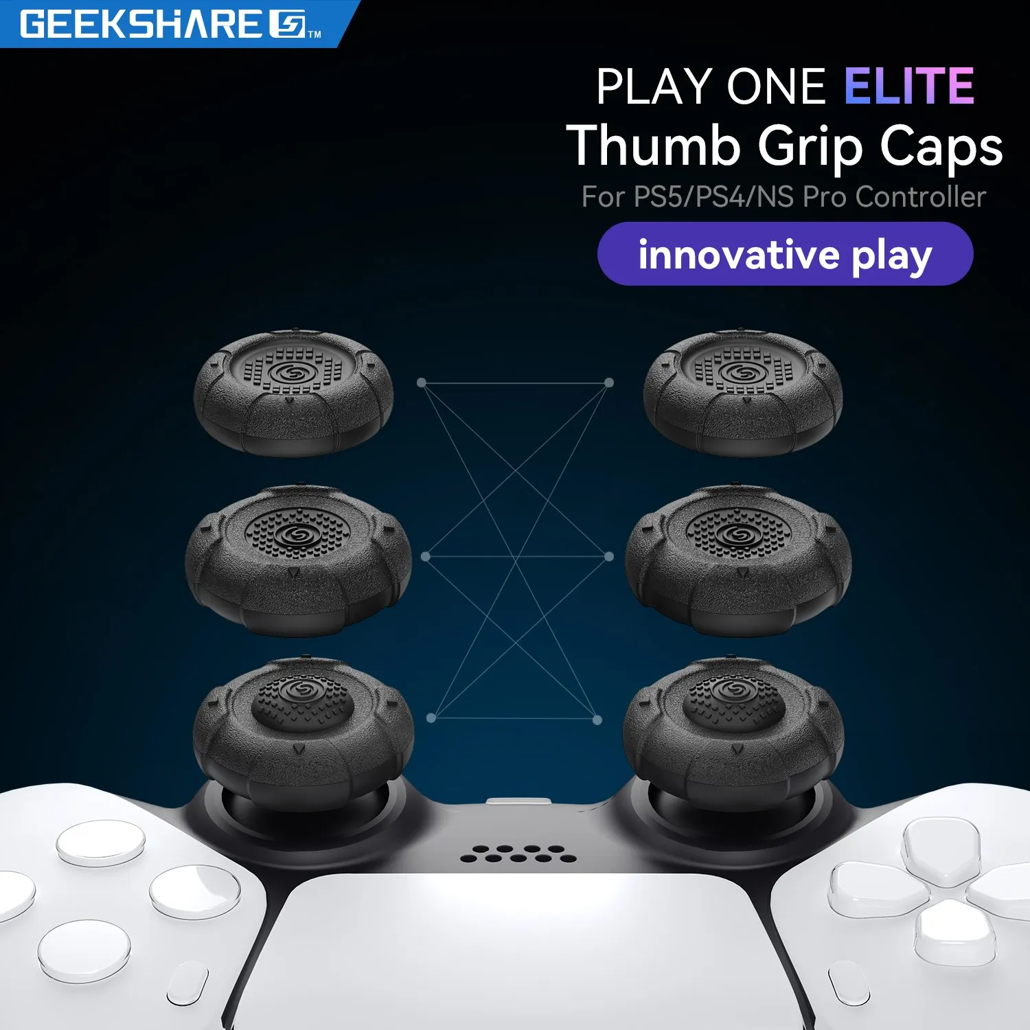 GeekShare-For-PS5-Controller-Thumb-Grip-Caps-For-PS4-Silicone-Joystick ...
