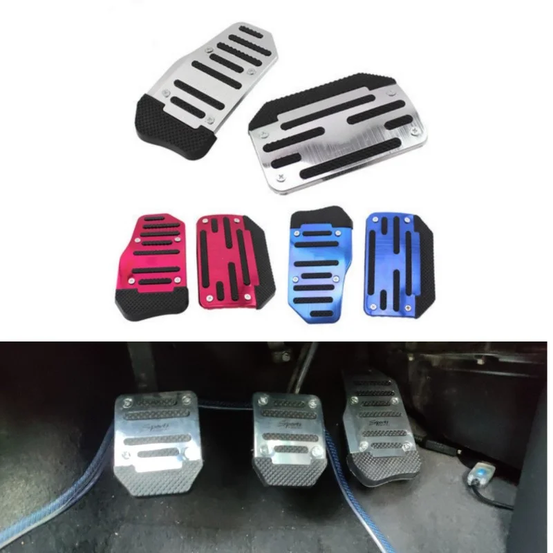 3Pcs Universal Racing Manual Non-Slip Foot Pedal Pad Cover Aluminum ...