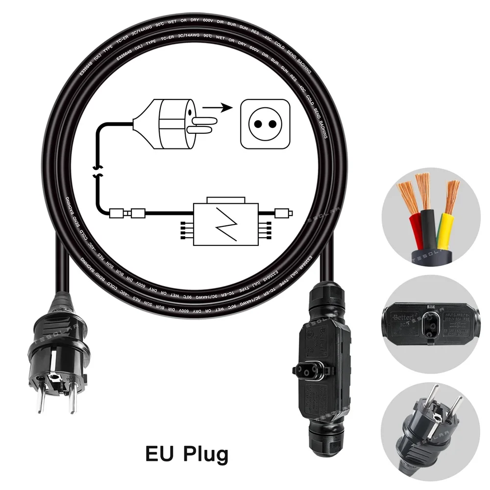 2M EU Stecker Zwei Typ Weibliche AC Stecker Zubehör 14AWG UL TÜV Für ...