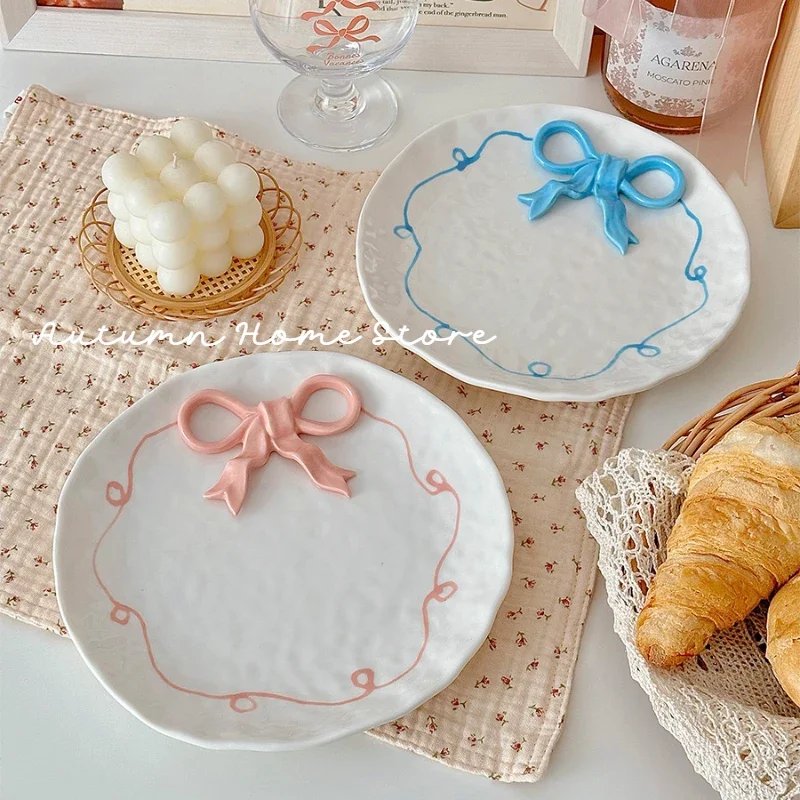 Korean-Handmade-Bow-Plate-Pink-and-Tender-Girl-s-Heart-Plate-Dessert ...