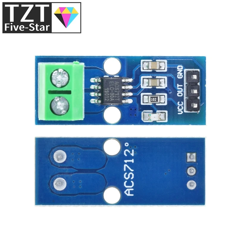 Tzt Hot Sale Acs712 5a 20a 30a Range Hall Current Sensor Module Acs712 Module For Arduino 5a 20a