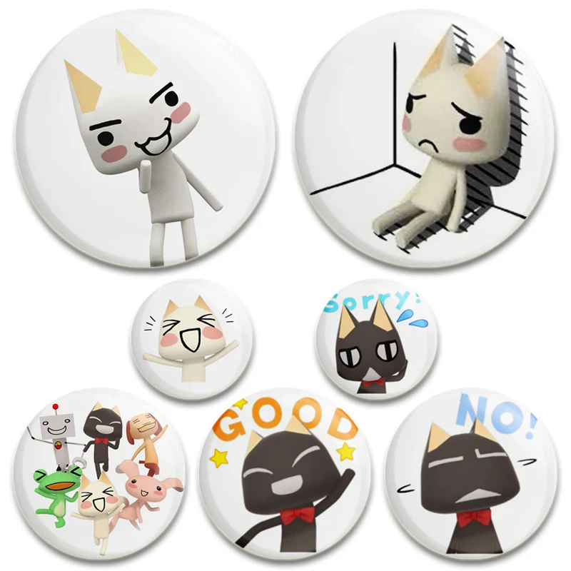 32-44-58mm-Toro-Inoue-Cat-Handmade-Pin-Round-Cartoon-Funny-Snap-in ...