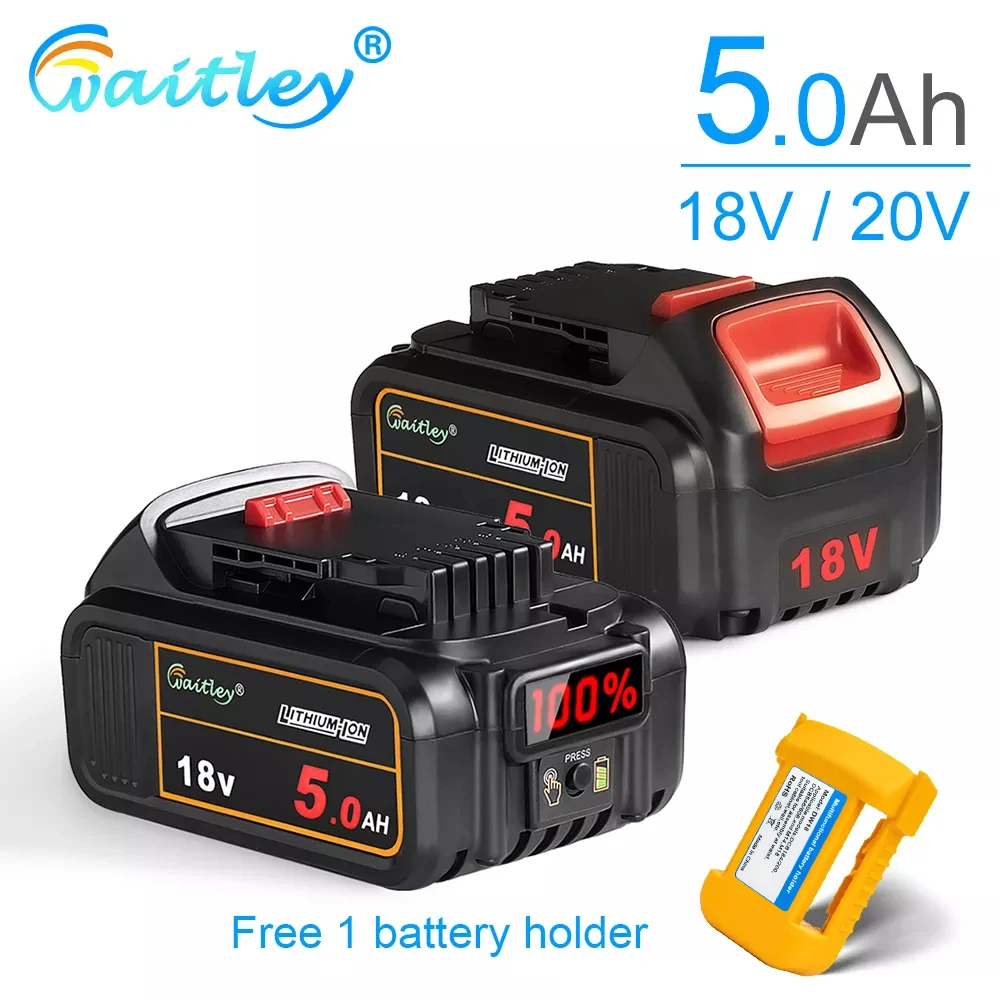 Waitley 18V 5Ah Lithium Battery Compatible with DEWALT power Tools ...